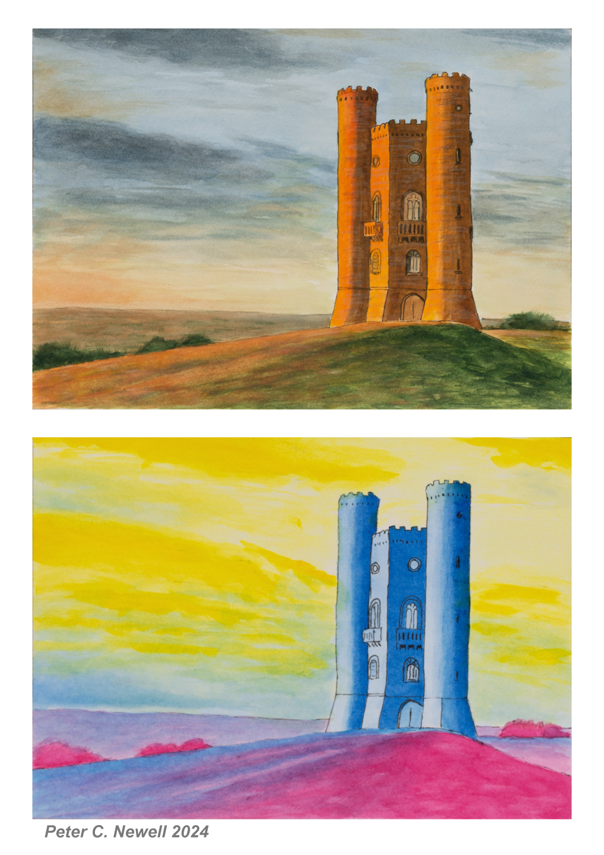 Broadway Tower (upper using CMYK watercolours – lower Complementary ...